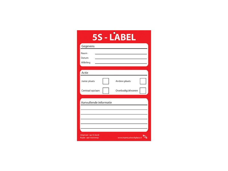 5S Tags (labels) - TnP Visual Workplace